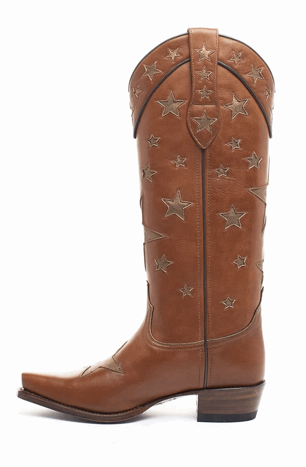 Brown western boots with golden stars – Parinmi
